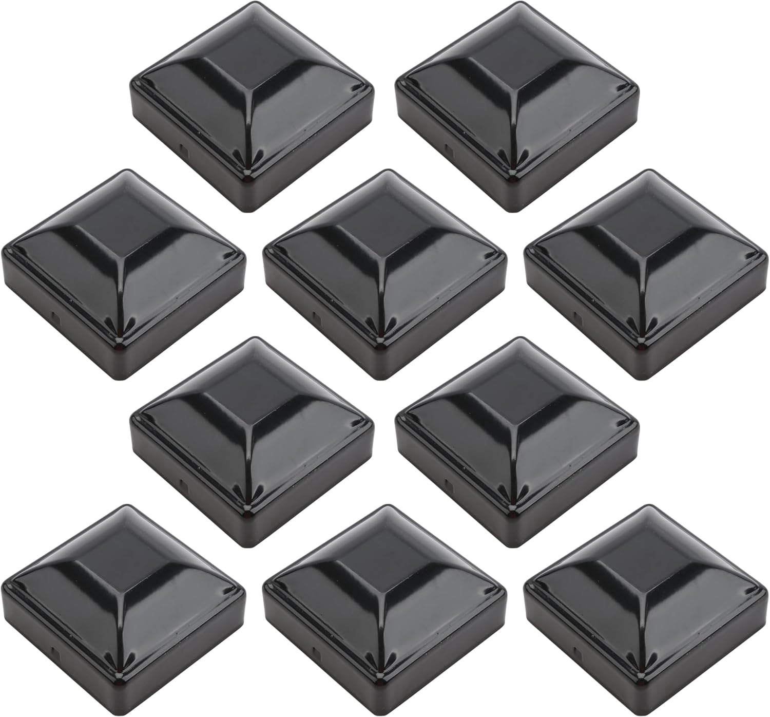 3" Square Powder-Coated Black Galvanized Steel Dome Caps (Pack of 10 ...