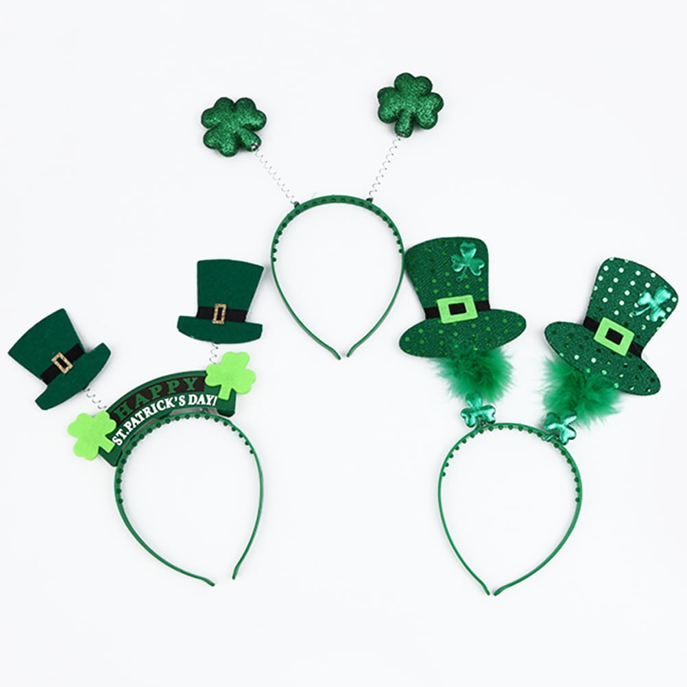 3 St. Patricks Day Headband Green Shamrock Hat Hair Headpiece Party ...