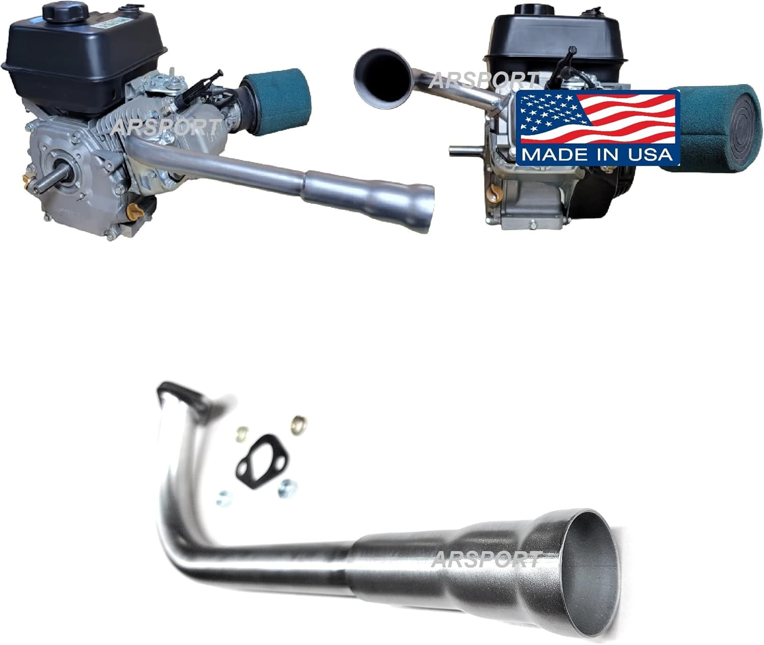 3 Stage Exhaust Header Pipe Fits Predator 212cc GX160 GX200 Go Kart & Mini Bikes - Walmart.com