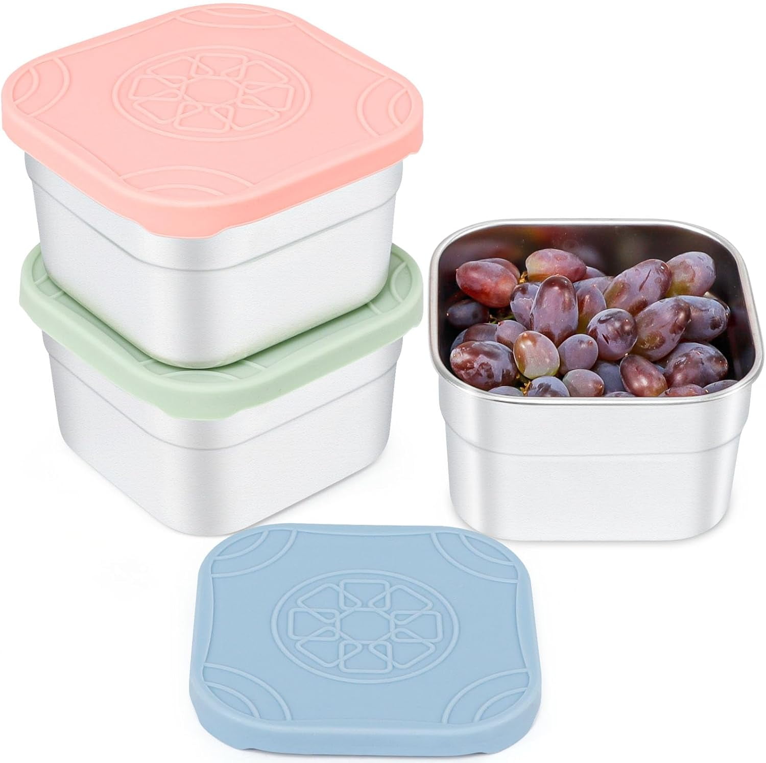 3- Stainless Snack Containers with - 8oz Leak-Proof Small Containers ...