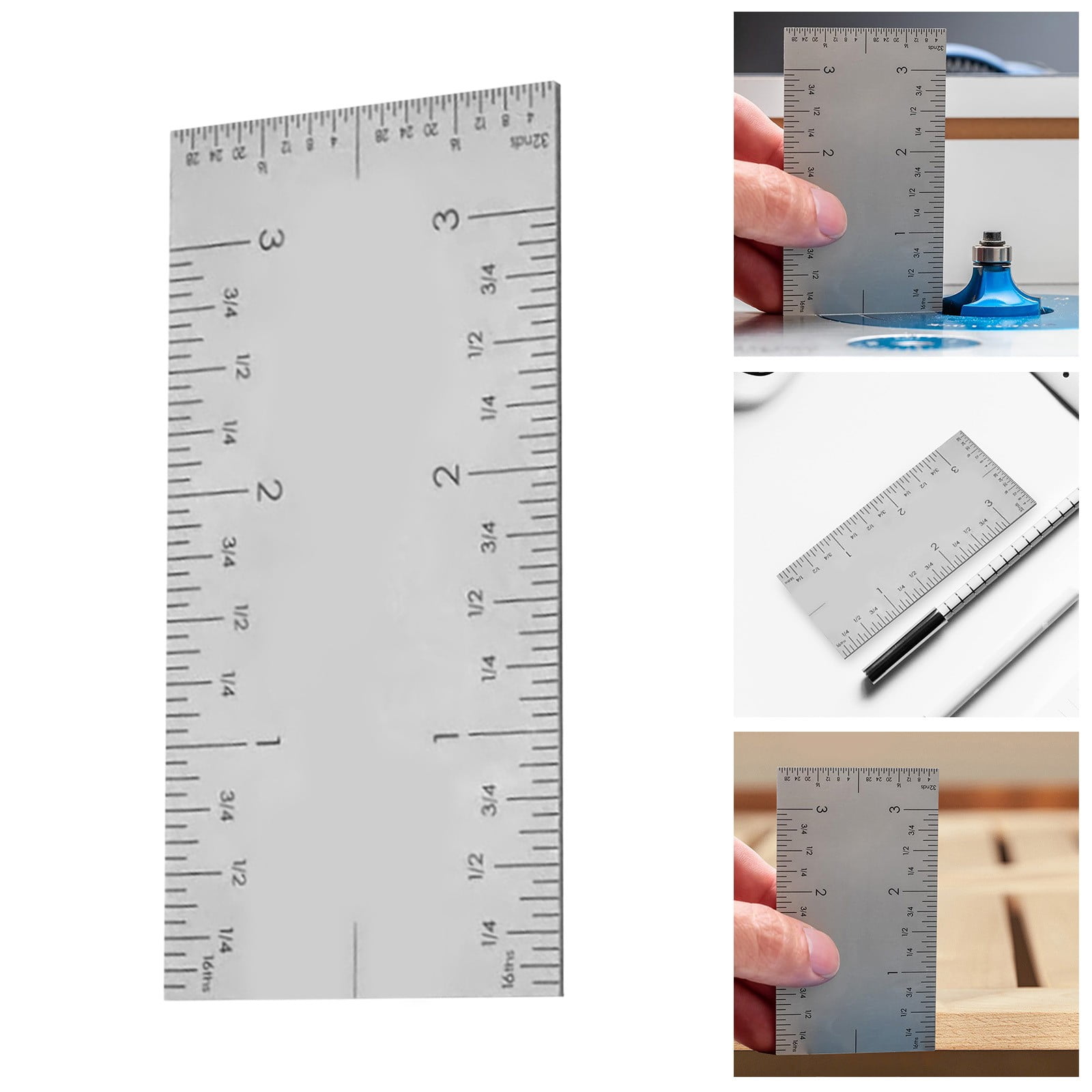 3" Stainless Steel Pocket Ruler - Square Edge Precision Measuring Tool ...