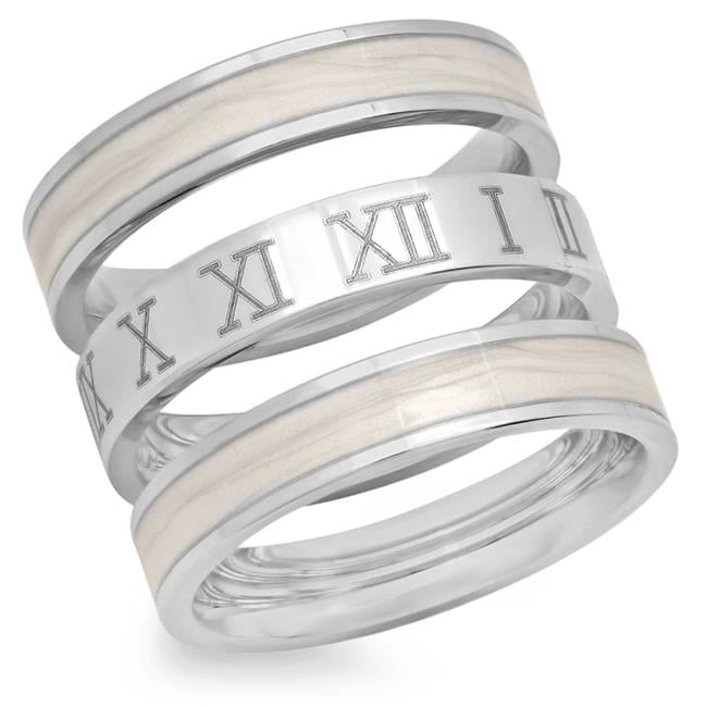 3 Stainless Steel Rings with Roman Numbers - Walmart.com