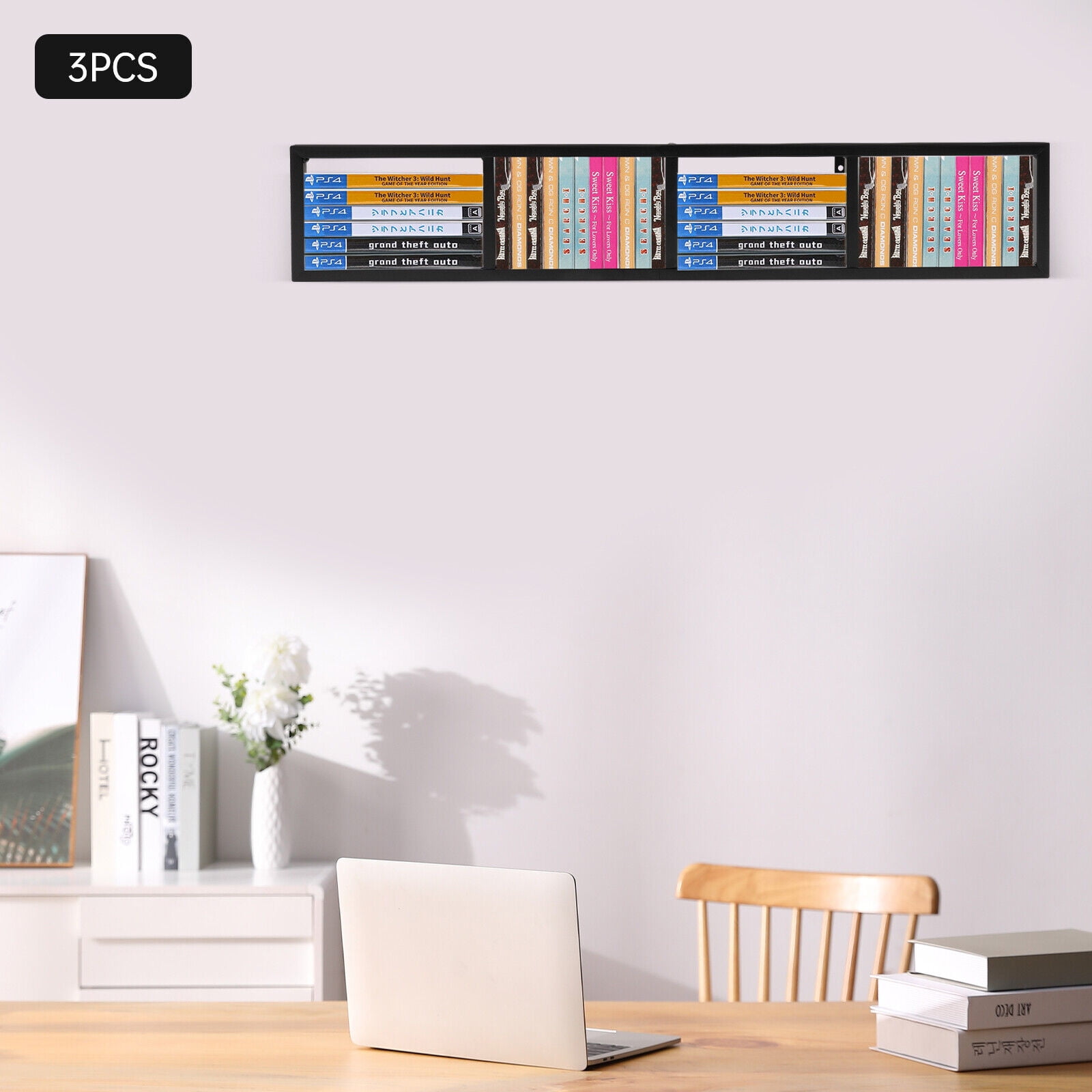 3*Stand Organizer CD Wall Mount Rack DVD Holder Media Storage Disk Case ...