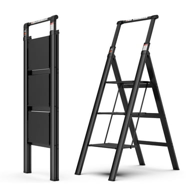 JOZ Folding 5-Step Ladder, 350lbs, with Handrails and Tool Tray and ...