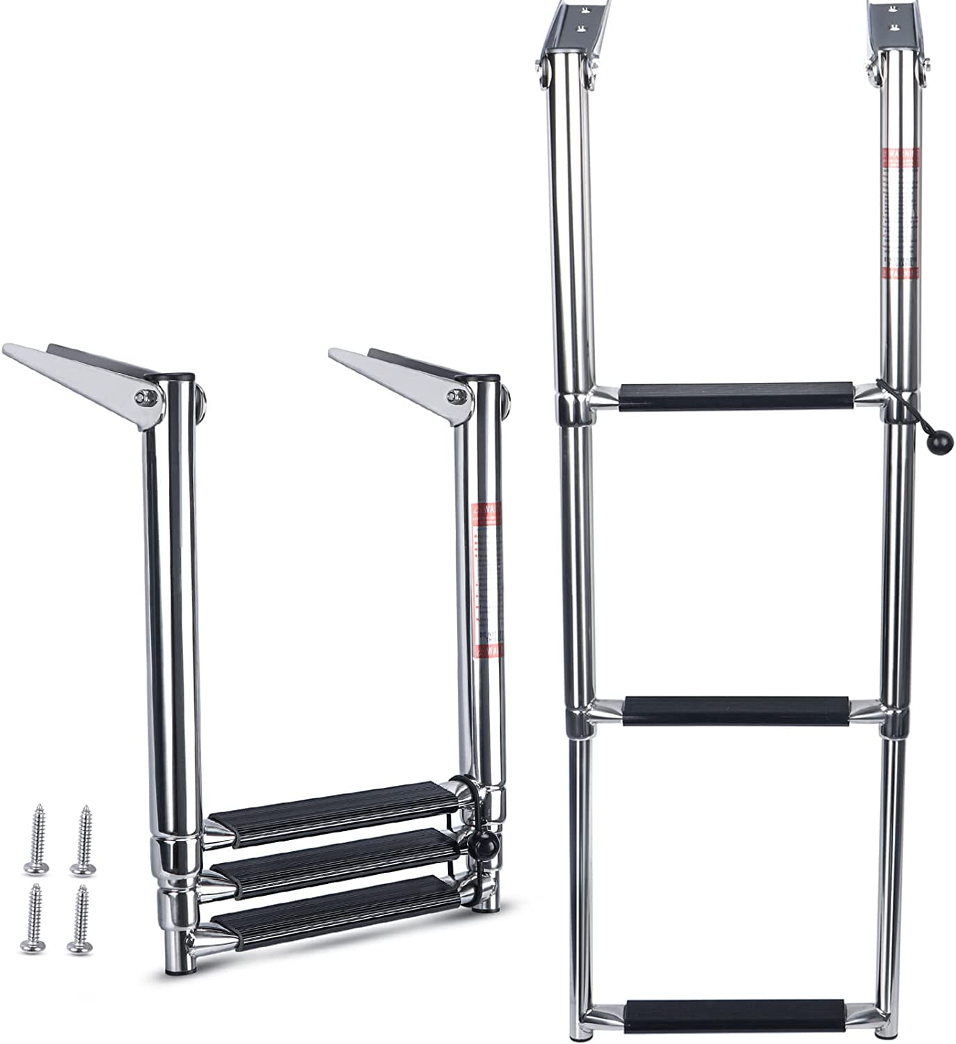 3 Step Boat Ladder Folding, Stainless Steel Telescoping Swim Ladder for ...