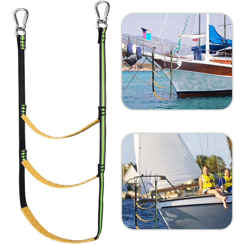 3 Step Boat Rope Ladder Nylon Webbing Boarding Ladder Portable Fishing ...