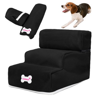 "YUWENUS Collapsible 3-Step Dog Stair with Storage, 17"" Folding Ramp ...