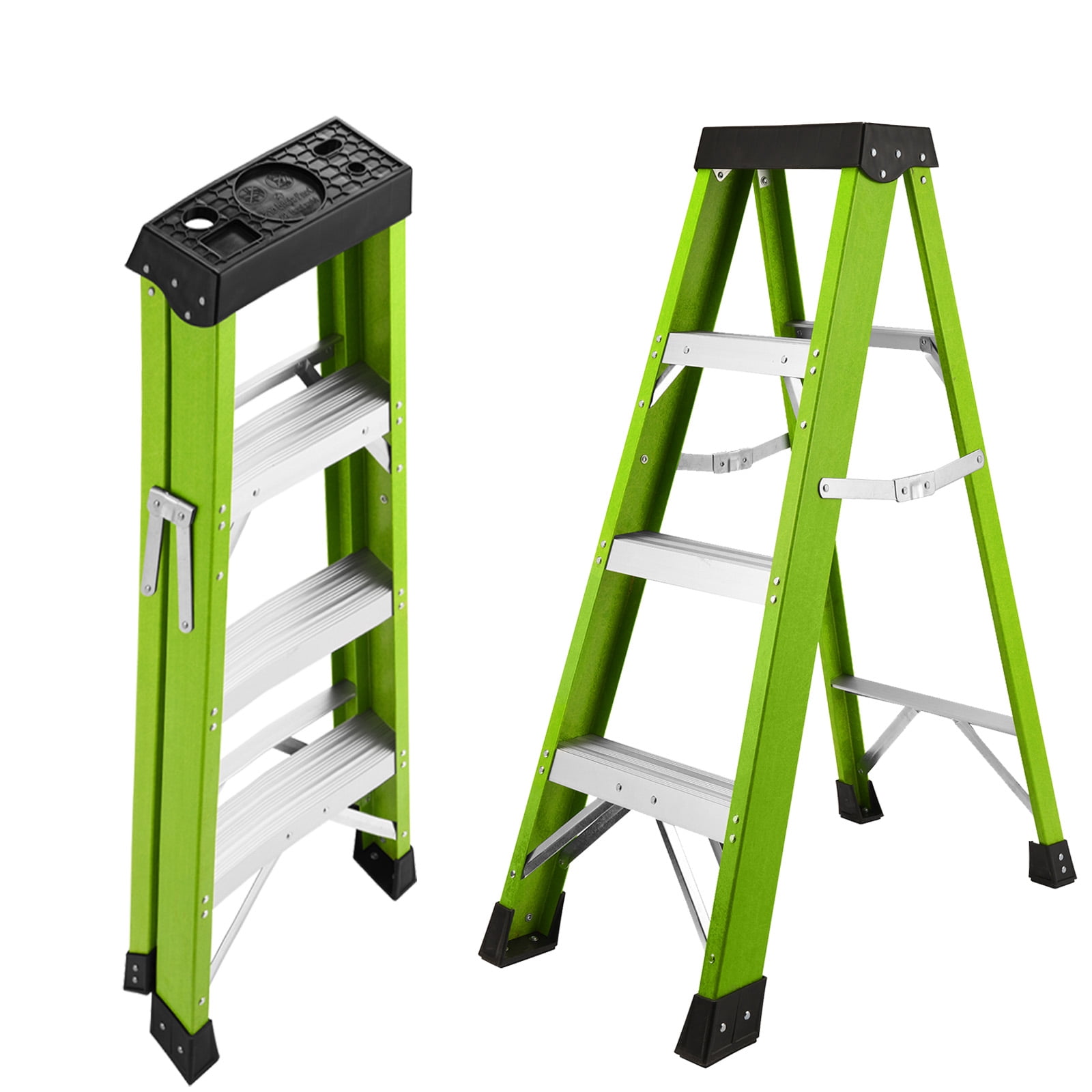 3 Step Fiberglass Step Ladder, 500lb Capacity, Folding Step Ladder with ...