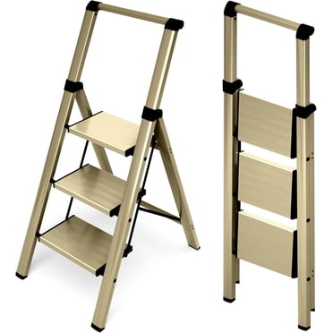 5 Step Ladder, folding aluminum, with wide pedal, portable lightweight ...
