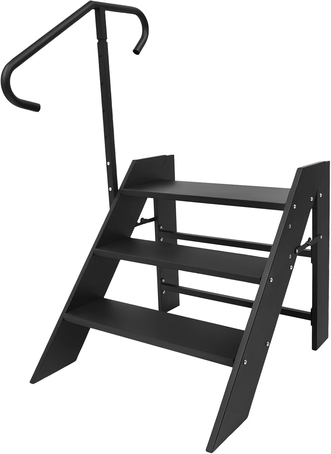 3-Step Foldable RV Step Stool, Step Ladder with Adjustable Handrail ...