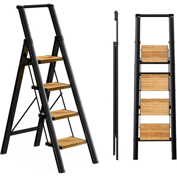 3 Step Folding, Small Step Stool for Adults, Portable Anti-Slip Iron ...