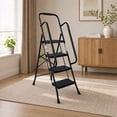 3-Step Folding Step Stool with Wide Anti-Slip Pedal, Sturdy & Portable ...