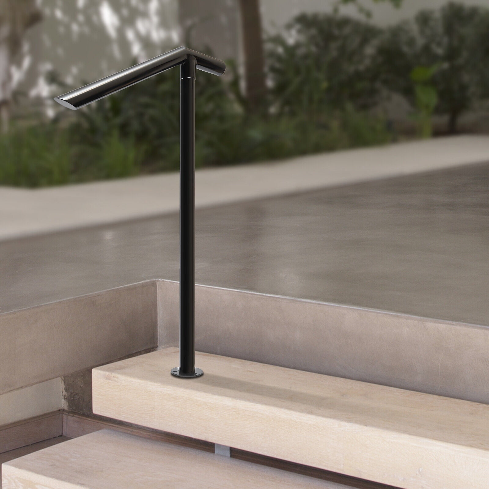 3-Step Handrail Single Post Handrail Round Iron Handrail for Stairs ...