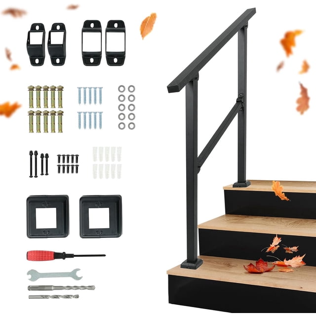 3-Step Handrails for Outdoor Steps, HandRail Fit 2 or 3 Steps Outdoor ...