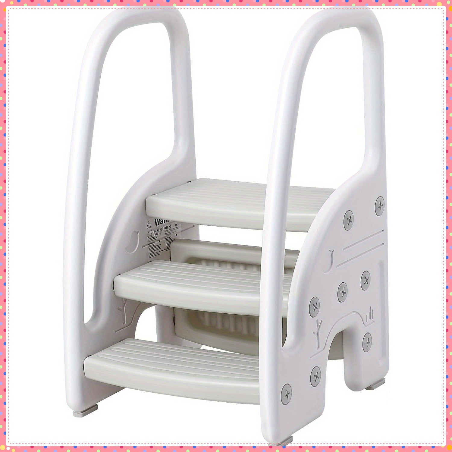 3-Step Kids Plastic Step Stool - Non-Slip Pads & Side Handles for ...
