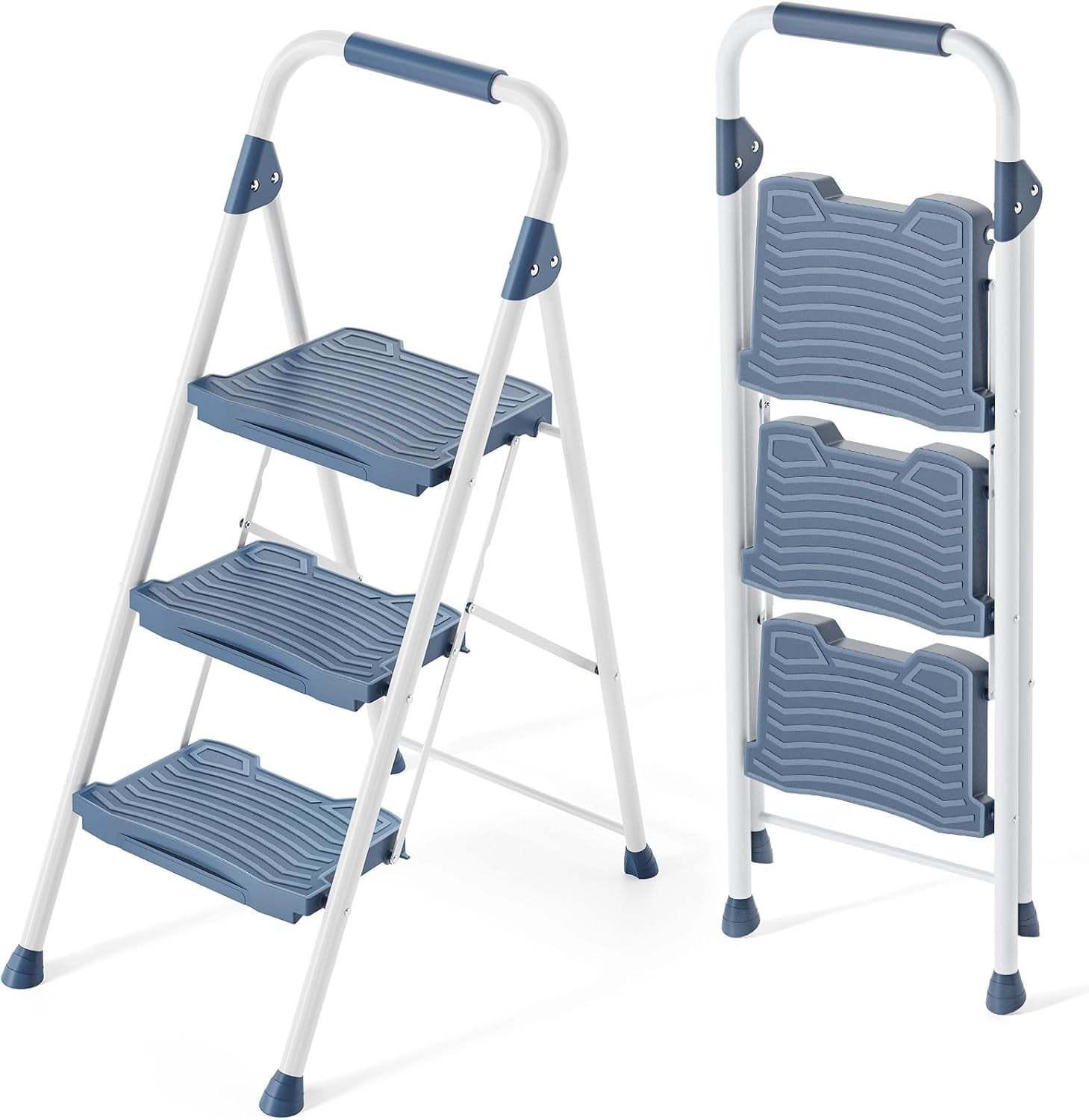 3 Step Ladder, 900lbs Sturdy Step Stool with Handrail, Non-Skid Wide ...