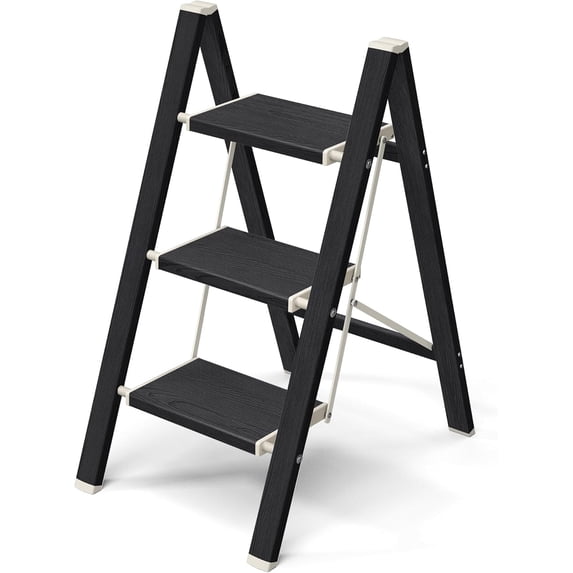 3 Step Ladder,Aluminum Folding Step Stool for Adults,Step Ladder with ...