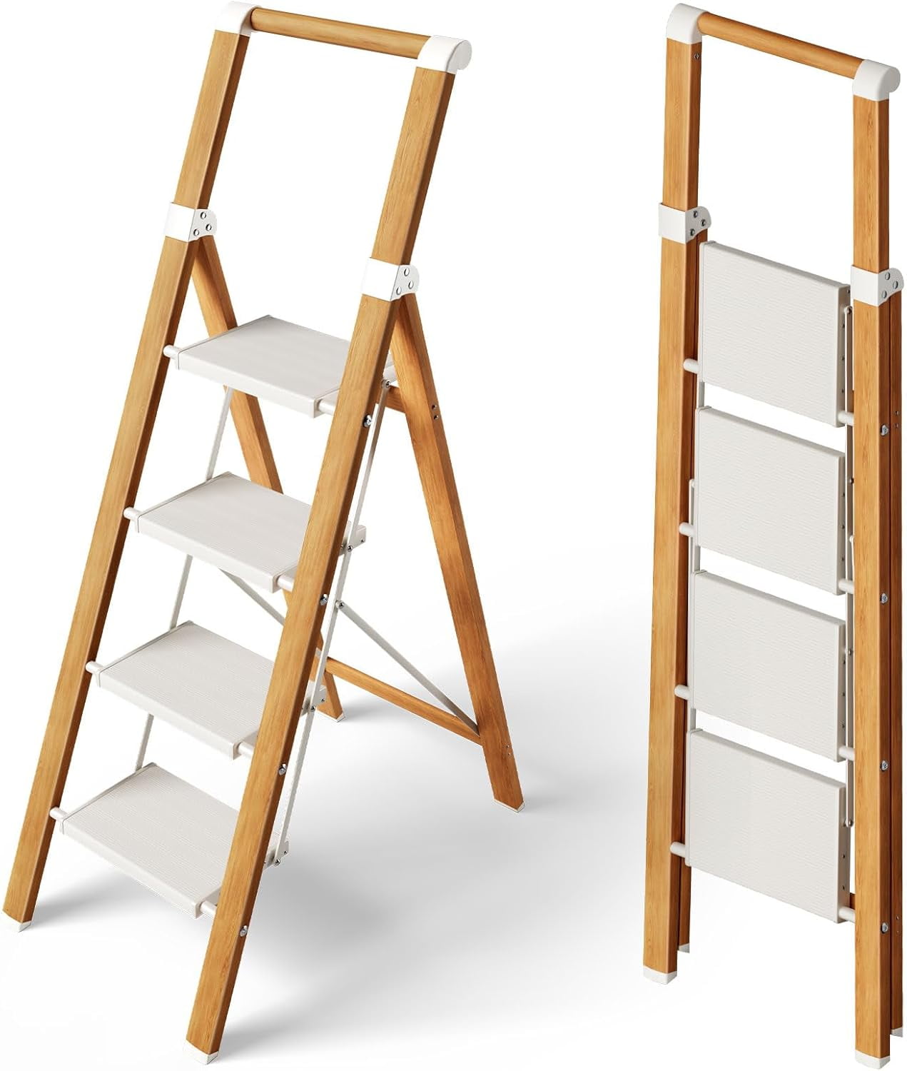 3 Step Ladder,Aluminum Lightweight Folding 3 Step Stool with Anti-Slip ...