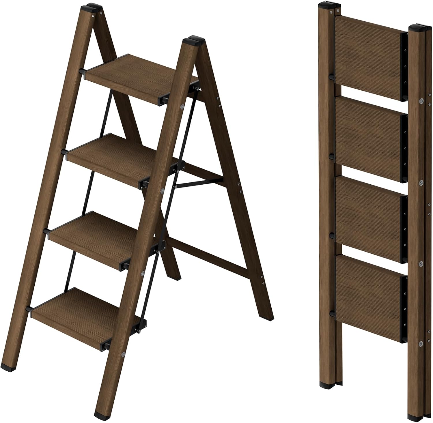 3 Step Ladder,Aluminum Lightweight Folding 3 Step Stool with Anti-Slip ...
