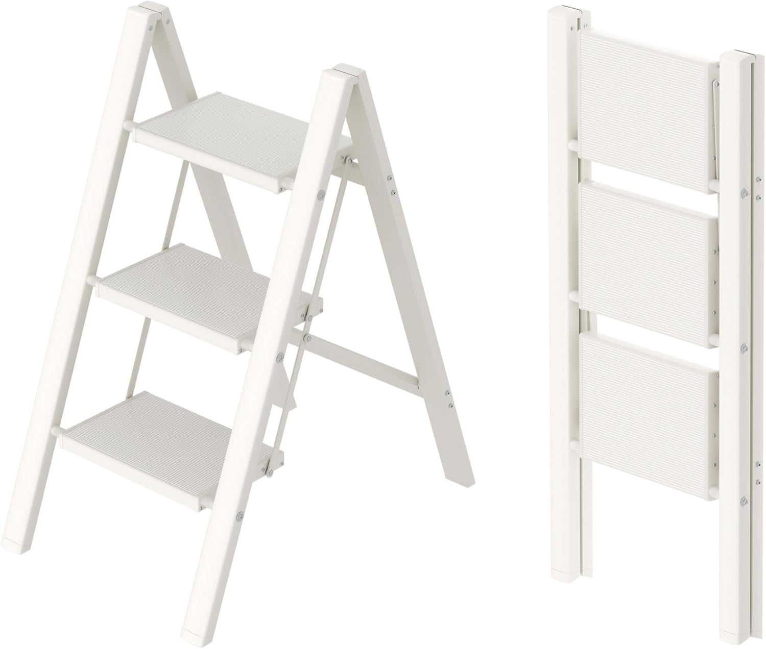 3 Step Ladder,Aluminum Lightweight Folding 3 Step Stool with Anti-Slip ...