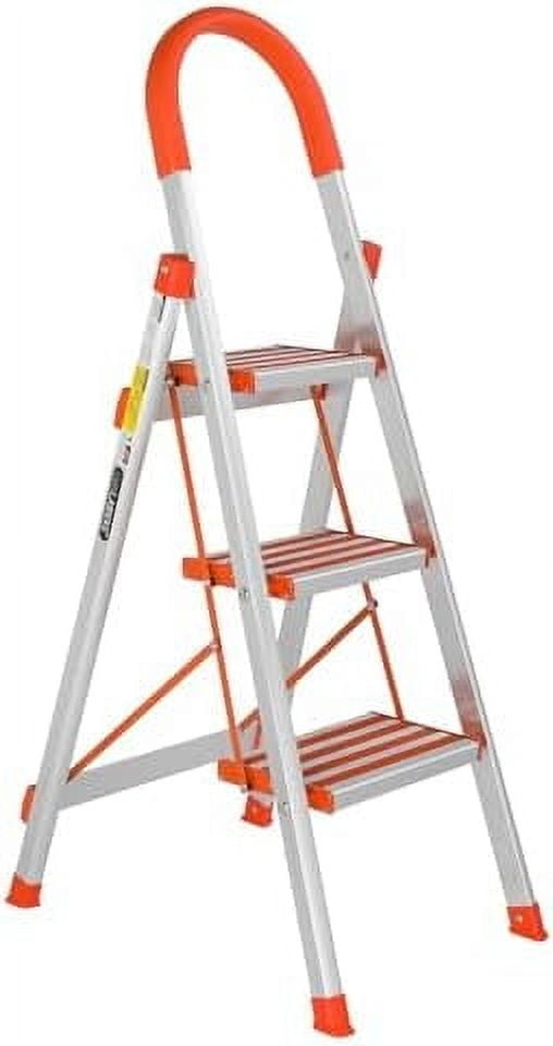 3 Step Ladder Aluminum Lightweight Folding Step Stool Portable Home and ...