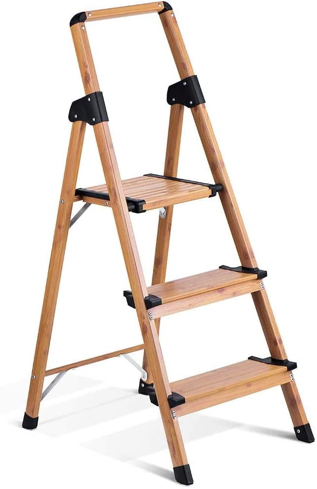 3 Step Ladder - Aluminum Lightweight Folding Step Stools for Adults ...