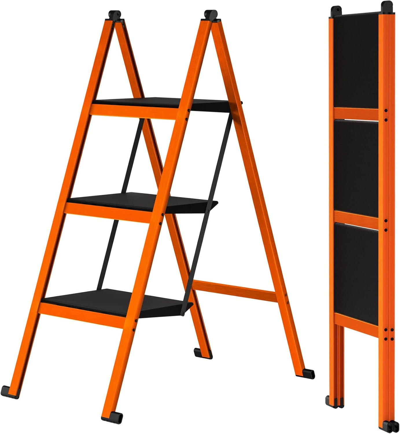 3 Step Ladder,Aluminum Ultra Thin Folding Step Stool,400 Lbs Capacity ...