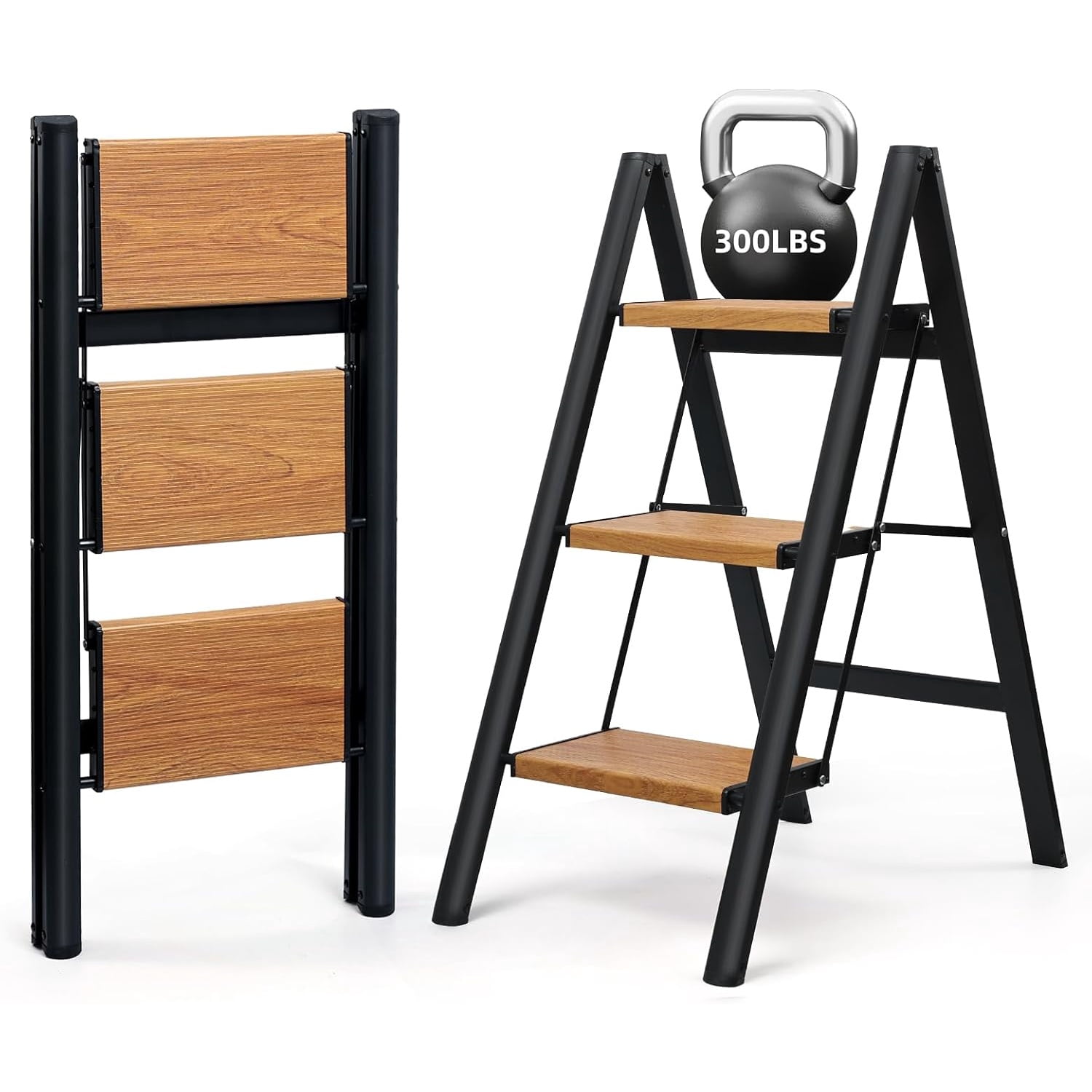 3 Step Ladder, Anti-Slip and Lightweight Foldable Step Ladder for ...