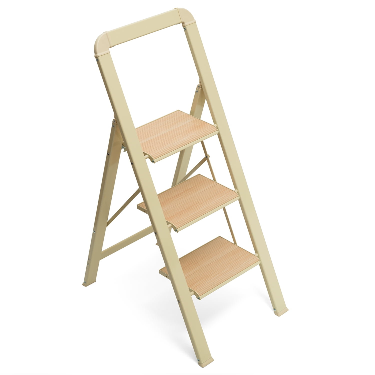 3 Step Ladder Folding Step Stool for Adults with Wide Anti-Slip Pedal ...