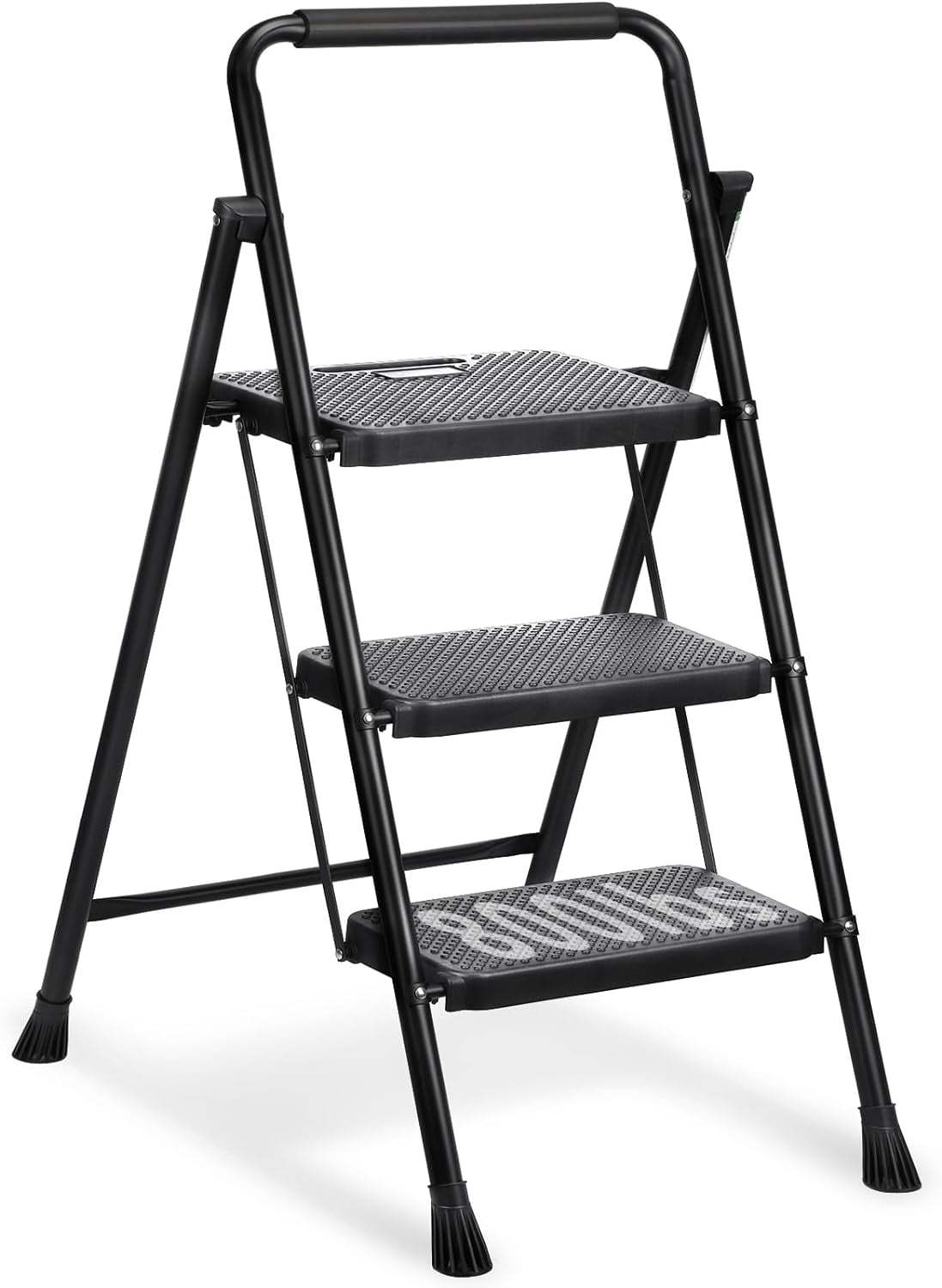 3 Step Ladder, Folding Step Stool for Adults with Wide Anti-Slip Pedal ...