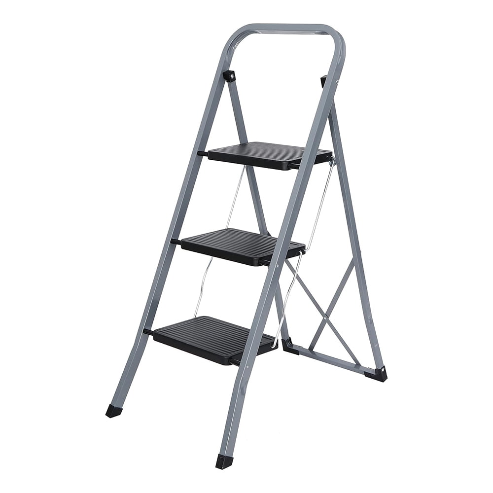3 Step Ladder Folding Step Stool, Convenient Handgrip, Portable Steel ...