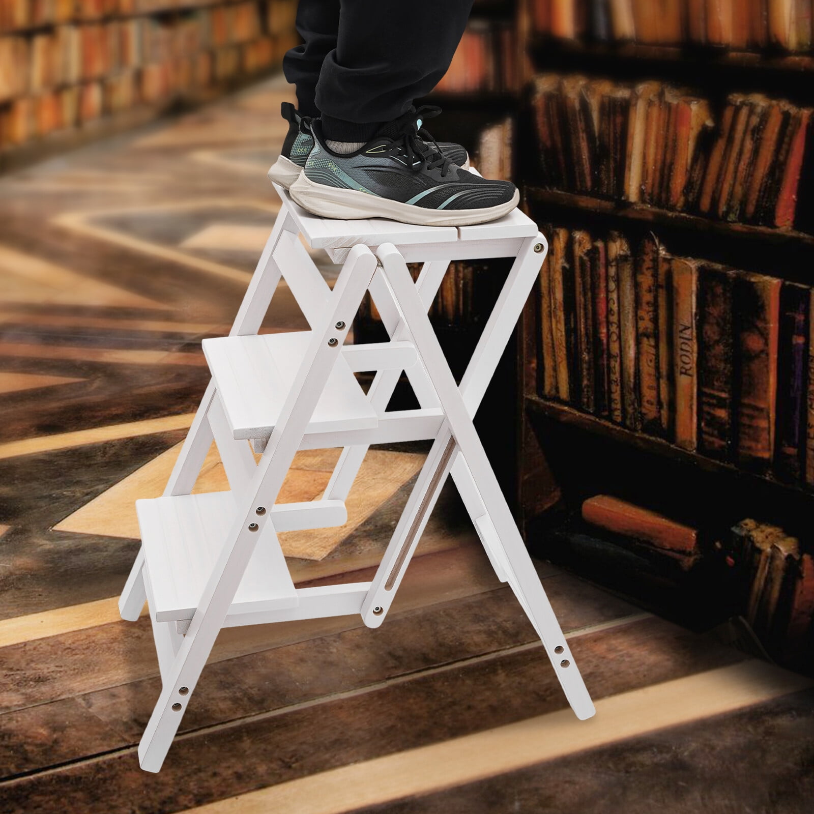 3 Step Ladder Folding Step Stool Ladder With Large Platform 100kg Home ...