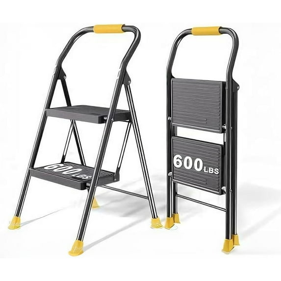 3 Step Ladder Folding Step Stool with -Slip Wide Pedal Soft Handle ...