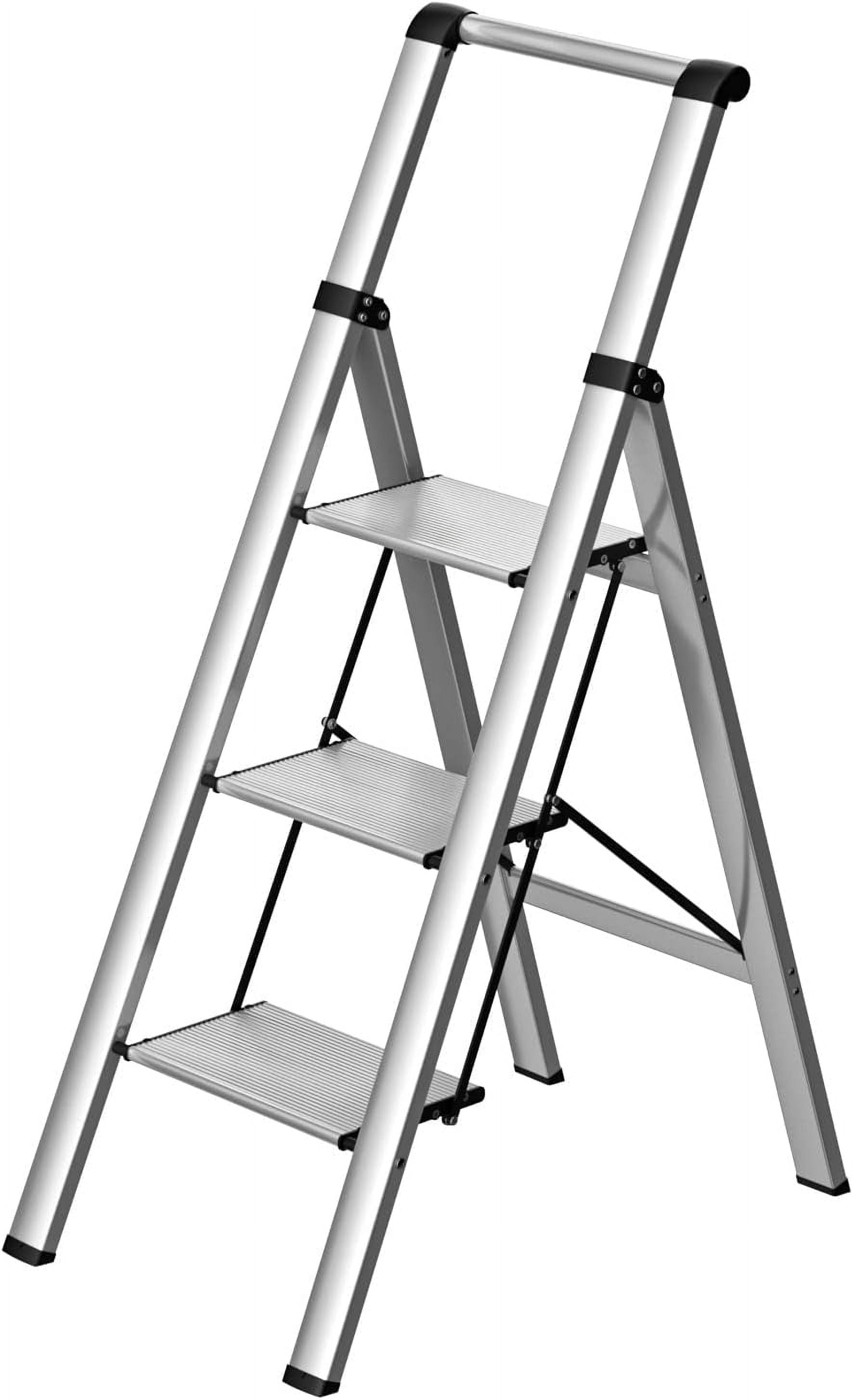 3 Step Ladder, Folding Step Stool with Wide Non-Slip Sturdy Treads and ...