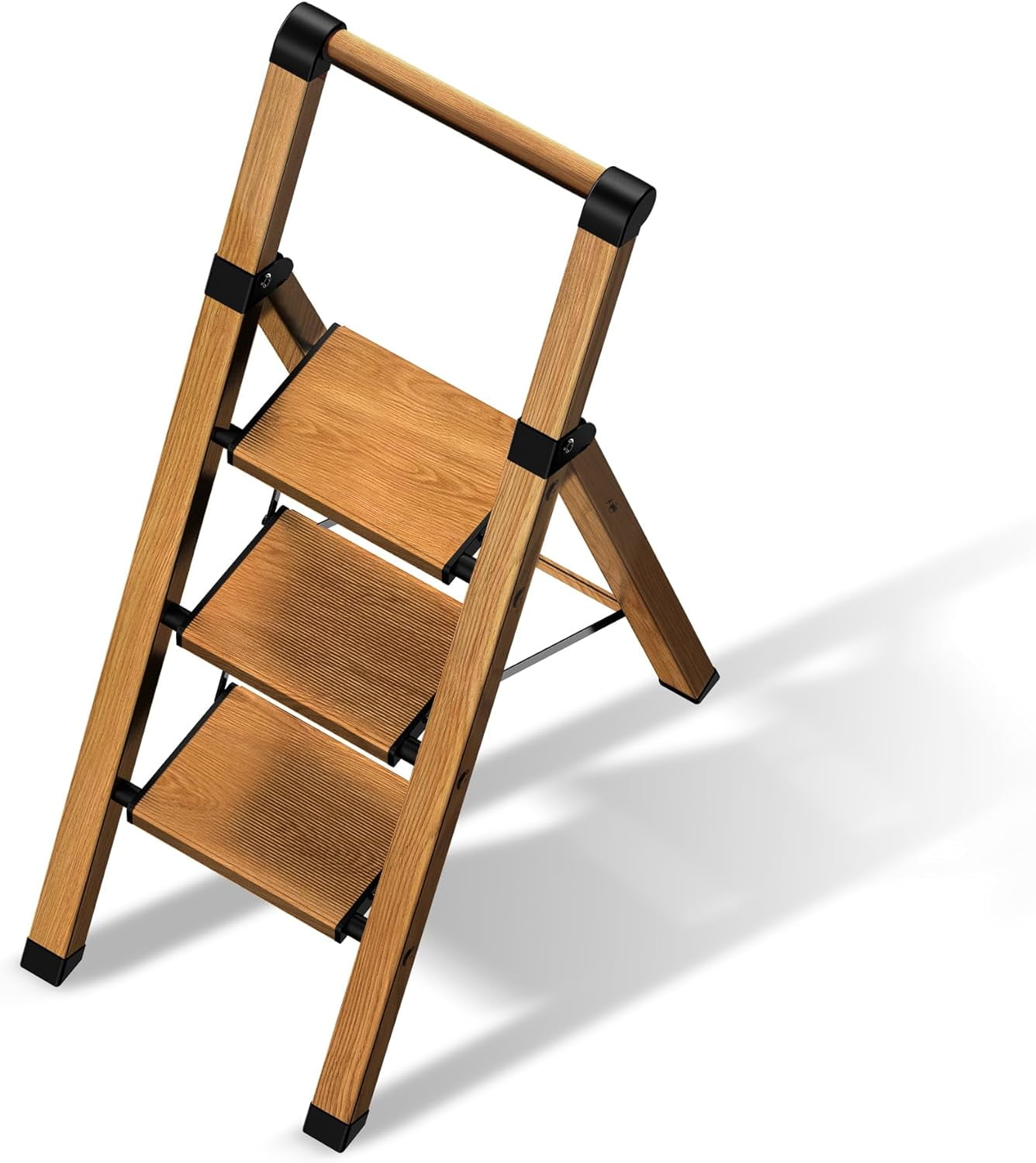 3 Step Ladder,Folding Step Stool with Aluminum Wide Pedal& Convenient ...