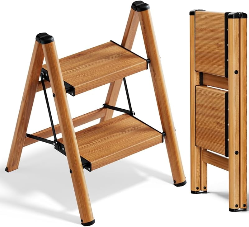 3 Step Ladder, Folding Step Stool with Anti-Slip Wide Sturdy Pedal ...