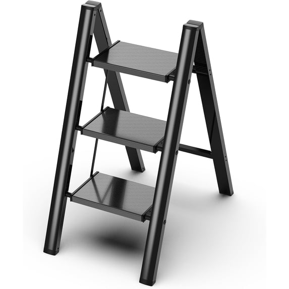 3 Step Ladder, Folding Step Stool with Pedal, Anti-Slip & Non Slip ...