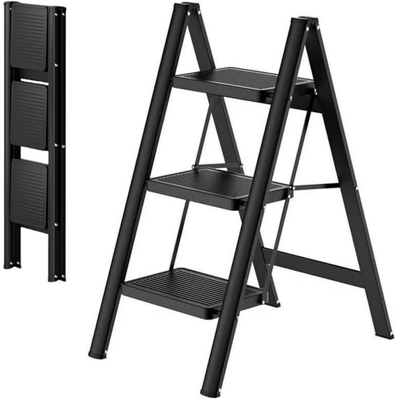 3 Step Ladder,Folding Step Stool with Wide Anti-Slip Pedal,330lbs Load ...