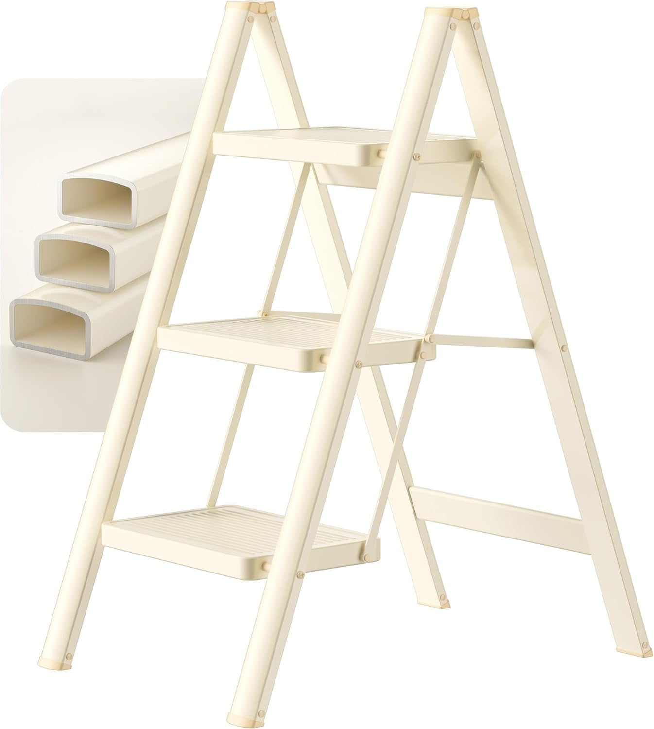 3 Step Ladder, Folding Step Stool with Wide Anti-Slip Pedal, Step ...