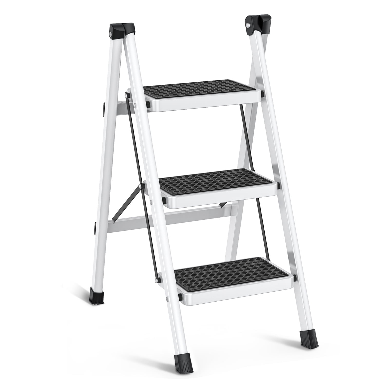 3 Step Ladder, Folding Step Stool for Adults, Wider Upgraded Non-Slip ...
