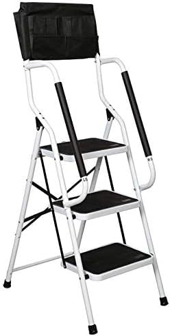 3 Step Ladder with Handrails 500 lb Capacity Step Stool Folding Ladders ...