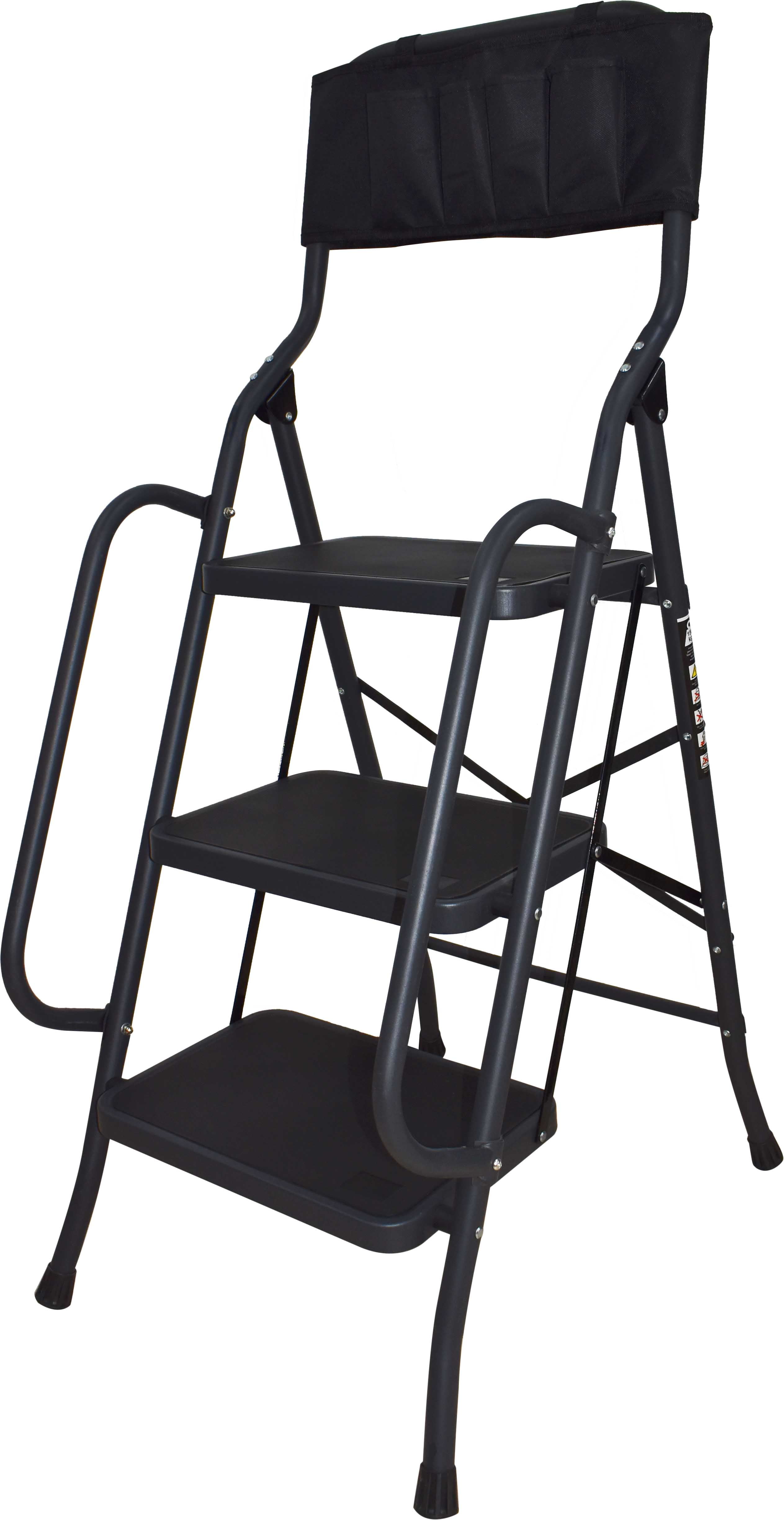 3 Step Ladder with Handrails 330 lb Capacity Step Stool Folding ...