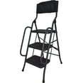 3 Step Ladder with Handrails 330 lb Capacity Step Stool Folding ...