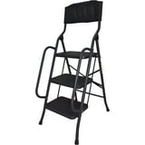 3 Step Ladder with Handrails 330 lb Capacity Step Stool Folding ...