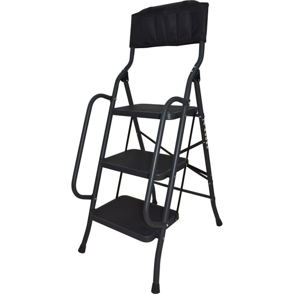 3 Step Ladder with Handrails 330 lb Capacity Step Stool Folding ...