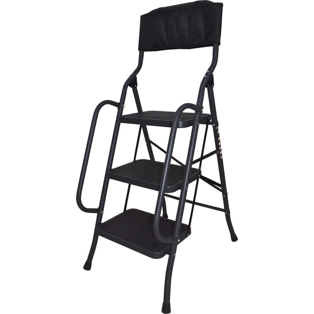 3 Step Ladder with Handrails 330 lb Capacity Step Stool Folding ...