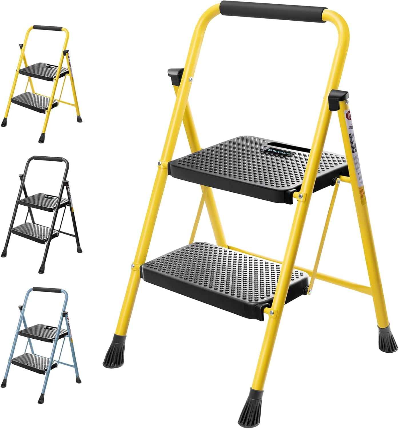 3 Step Ladder, Heavy Duty Foldable Step Stool, Portable Steel Folding ...