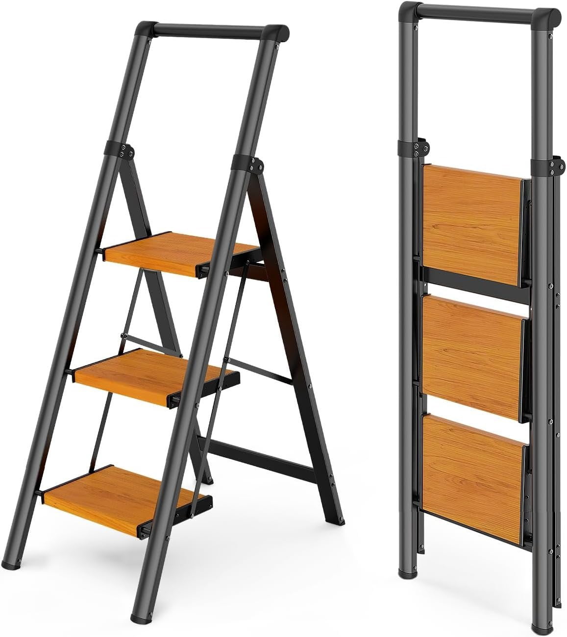 3 Step Ladder, Ladders for , Anti-Slip Pedals, Step Stool Foldable ...