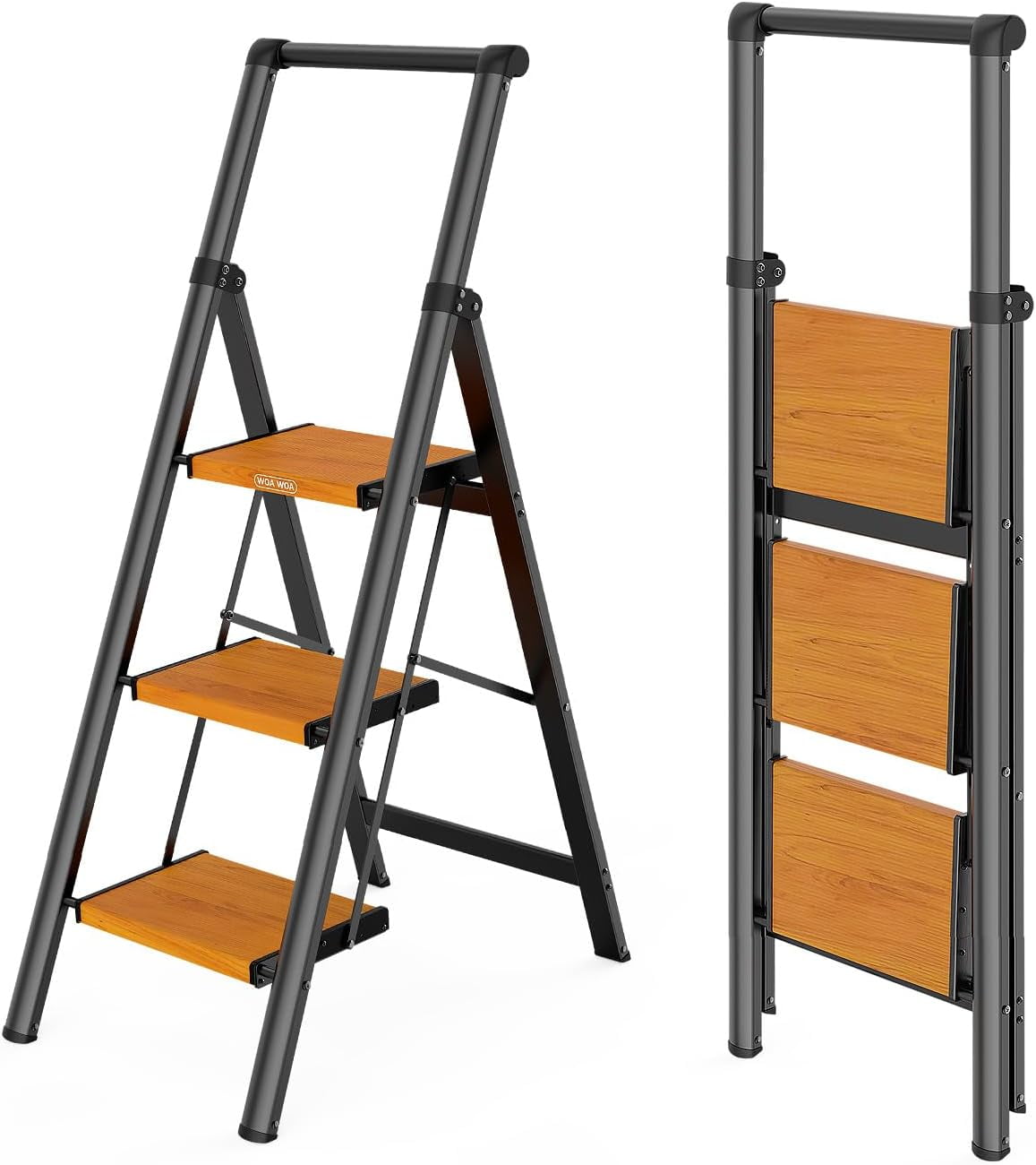3 Step Ladder, Ladders for Home, Anti-Slip Pedals, Aluminum Step Stool ...