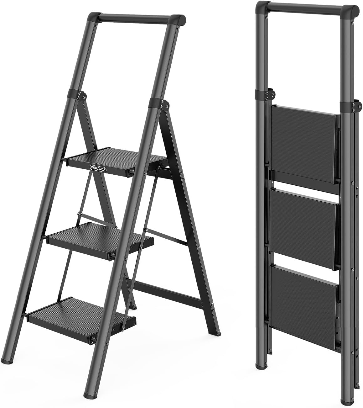 3 Step Ladder, Ladders for Home, Anti-Slip Pedals, Aluminum Step Stool ...